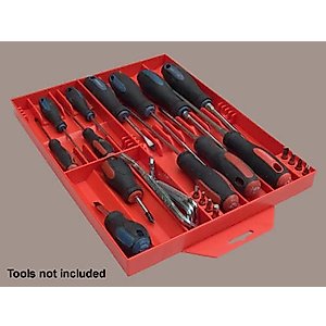 TOOL SORTER SCREWDRIVER ORGANIZER (RED) – Low Profile, Tough-Built Screwdriver Organizer for Toolbox Drawers | Holds Up To 16 Screwdrivers and 8 Bits | Unclutter your Toolbox