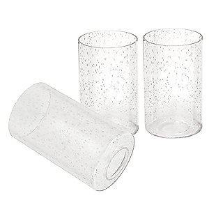 Voguad Seeded Glass Lamp Shade 3 Pack, Clear Cylinder Glass Shade for Light Fixture Replacement Globe for Pendant Light Wall Sconce Chandelier, 1 5/8 inch Fitter