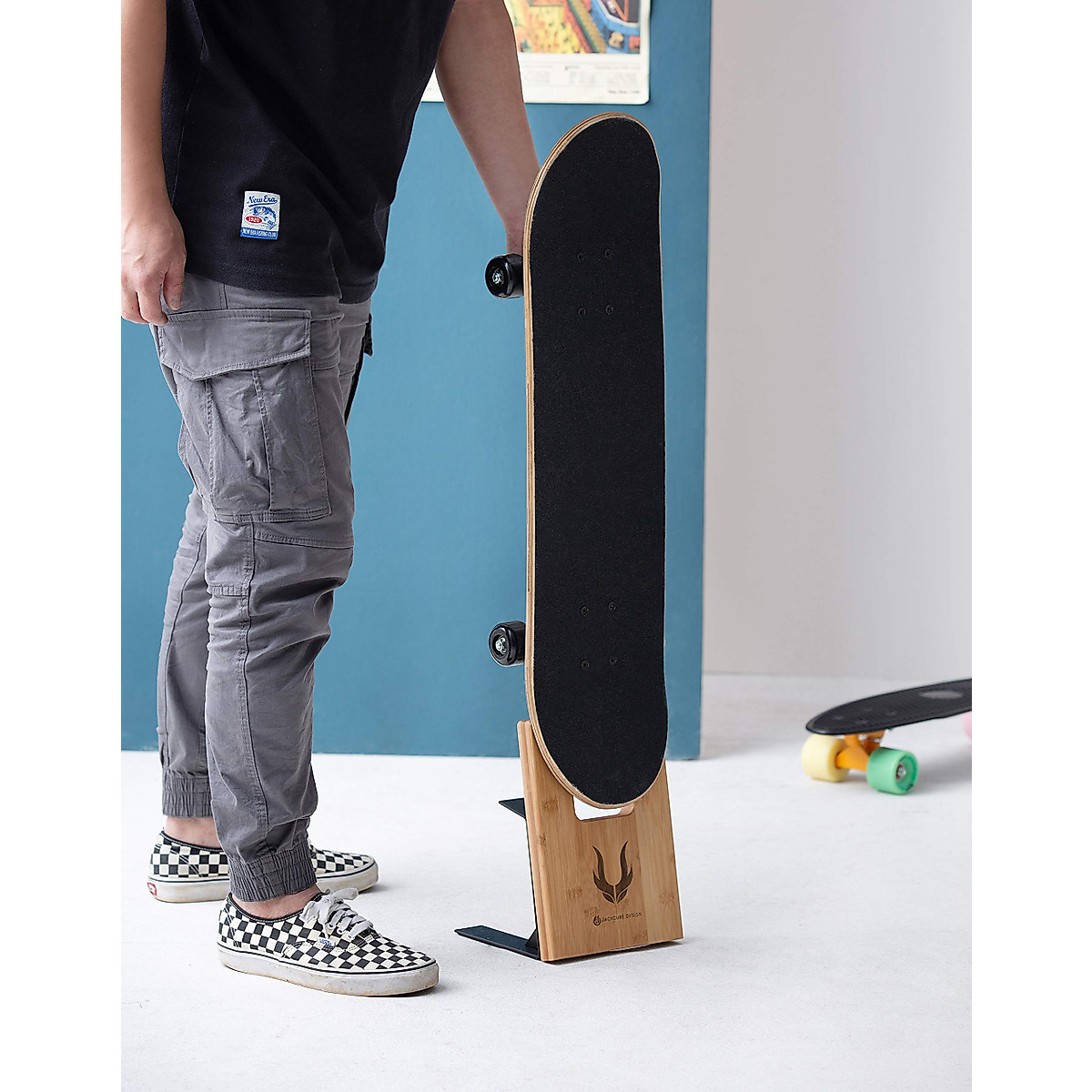 J JACKCUBE DESIGN Skateboard Storage Holder - Skateboard Display Holder, Standing Storage, Skateboard Accessories for Portable Display or Skateboard Parking lot - MK501A