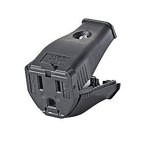 Leviton 3W102-E Clamptite Hinged Cord Outlet, 2-Pole, 3-Wire, 125V, 15A, Thermoplastic, Black