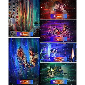 Galaxy Projector for Bedroom,Northern Lights Aurora Projector,Music Speaker Star Light Projector,8 White Noise Night Light Projector Works with Phone App for Kids Adults Room Decor Ceiling Party