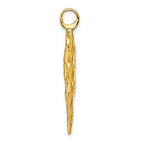 Solid 14k Yellow Gold Arrow Head Charm Pendant - 31mm x 14mm