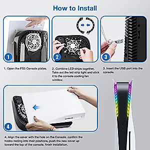 PS5 LED Light Strip, JUSPRO RGB Ring LED Lights Kit Accessories Compatible with Playstation 5 Console Digital Edition & Regular Edition (LED Light)