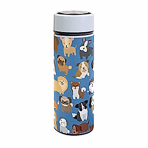 ZZKKO Animal Dog Vacuum Insulated Stainless Steel Water Bottle, Puppy Thermos Cup Water Bottle Travel Mug BPA Free Double Walled 17 OZ for Outdoor Sports Camping Hiking Cycling