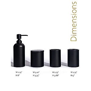 Jo Lavie Matte Black Bathroom Accessory Set 4 Pcs & Rectangle Vanity Tray, BathroomOrganizer Soap Dispenser Apothecary Jar Toothbrush Holder Toothbrush Cup Bathtub Tray Bathroom Organizer