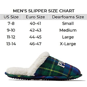 Dearfoams Men's Gifts for Dad Funny Fathers Day Papa Bear Slipper, Green Plaid, 11-12