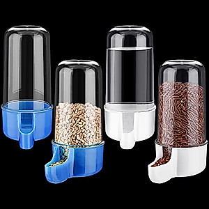 4 Pieces Automatic Bird Water Dispenser Bird Cage Waterer Feeder Bird Accessory Drinker Bottle for Hamster Parrot (Plain Color, 12 x 5.5 cm)