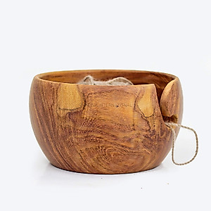 Shedua Mozambique Sanded Wood Yarn Storage Premium Knitting Crochet Wool Bowl | Arts Crafts & Sewing Accessories Bowl by Nagina International (Large)