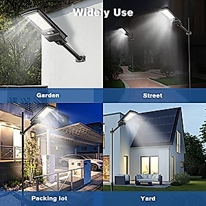 KingHe Solar Street Lights Outdoor Waterproof- 800W Dusk to Dawn Solar Parking Lot Lights,Security Flood Lights with Motion Sensor Control for Yard, Path, Garage,Home, Commercial Grade