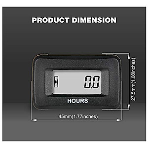 HonorMeet Digital LCD Maintenance Hour Meter for Lawn Mower, Volt.AC/DC 5V to 277V,Operating Hours Counter for Gas/Diesel Powered Garden Tractor Alternator Compressor ATV Boat Golf Cart Forklift (REC)