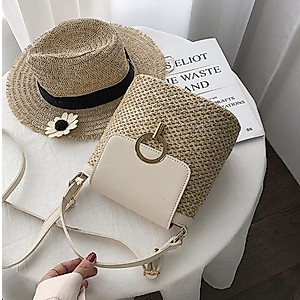 Elegant crochet purse crossbody bags for women purses cross body bag backpack handbags mini small womens backpacks work girls (Beige)