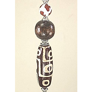 Dark Russet Red & Brown Giraffe African Tribal Agate Stone Animal Pattern Ceiling Fan Pull Chain