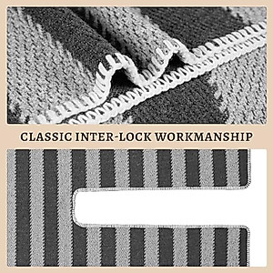 PuTian Merino Wool Shawl and Wrap Scarf for Women - Thick Warm Washable Wearable Blanket Heavyweight Pashmina Poncho Cape for Fall Winter Cold Weather, Stripe Gray