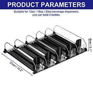 uxcell 5pcs Soda Can Organizer for Refrigerator, Self-Pushing Drink Organizer for Fridge, Width Adjustable Drink Dispenser Beverage Pusher For Pantry Vending Machine, Black