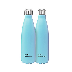 The Better Home 500 Stainless Steel Insulated Water Bottle 500ml | Thermos Flask 500ml | Hot and Cold Steel Water Bottle 500ml | Food Grade & BPA Free Insulated Water Bottles (Pack of 2)