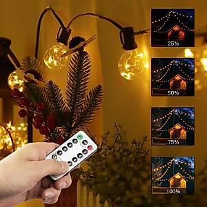 koopower G40 Outdoor String Lights 33.5Ft Globe Patio Lighting, 30 LED Bulbs 8 Mode Dimmable Waterproof Hanging Light with Remote Control for Patio Garden Backyard Balcony Party Home Christmas Decor
