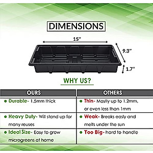 Germinator 6 Pack Premium Quality Seedling Trays, Microgreens Growing Trays, No Drain Holes, Heavy Duty, Durable Plastic, 1.5mm Thick, Plants Drip Tray, Best for Sprouting Vegetables and Wheatgrass