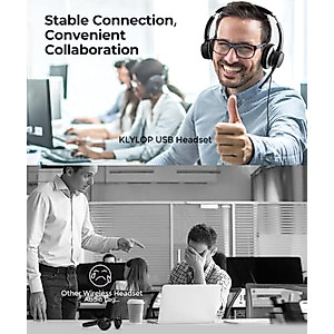KLYLOP USB Headset, Headset with Mic Noise Reduction & in-line Control, 3.5mm/USB Wired Headphones, Stereo PC Headset with Mute, Headset with Microphone for PC Zoom Skype Webinar Home Office