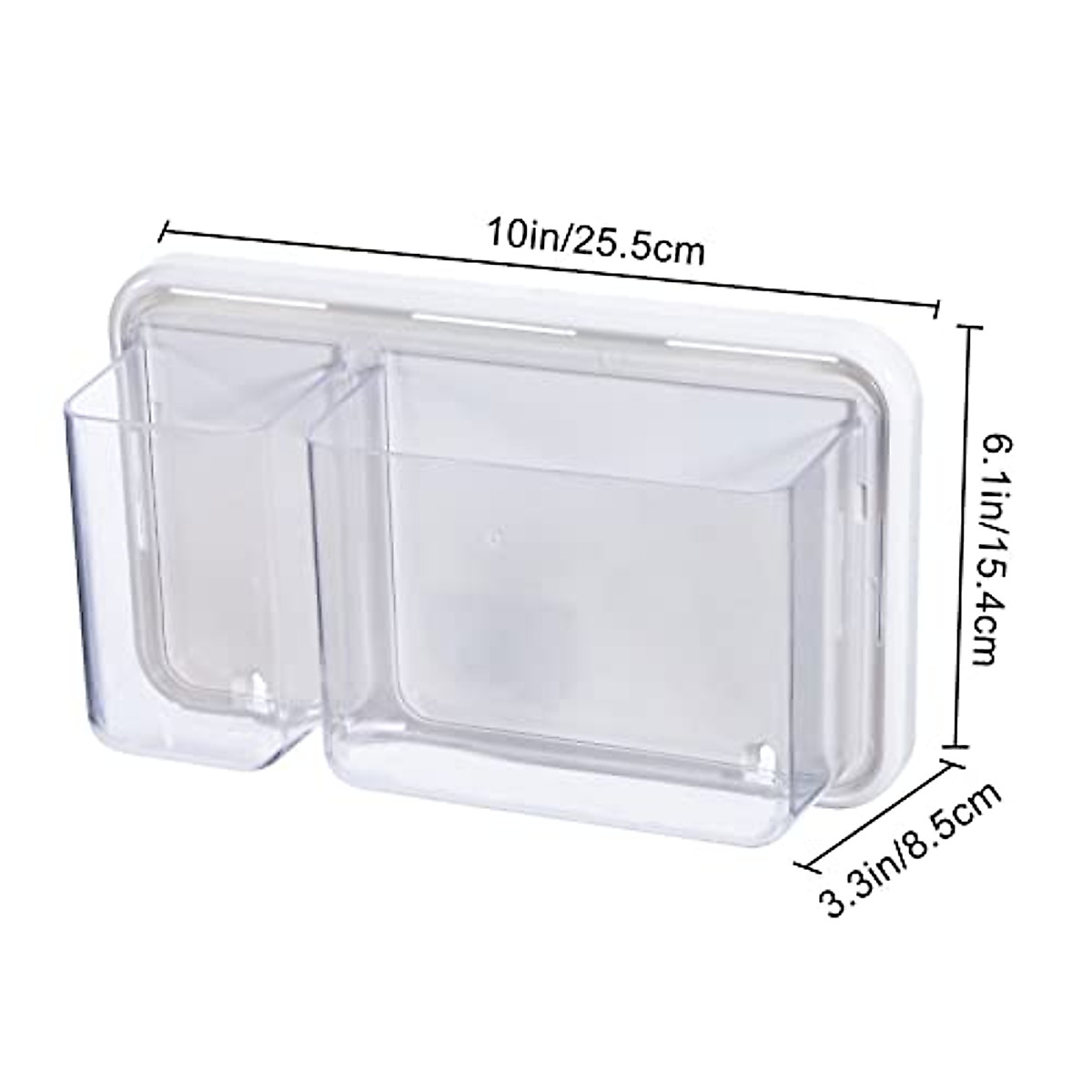 Magnetic Organizer, Yeeco Clear 3.3”×10”×6.1” 4 Compartments Plastic Magnetic and Adhesive Organizer Box Basket Magnetic Storage Organizer Tray for Refrigerator, Fridge,office,classroom