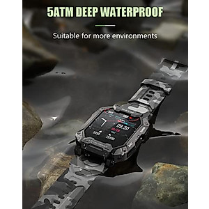 Seiconer Tactical Military Sports Smart Watch for Men,5ATM/IP68 Waterproof Fitness Tracker Heart Rate Blood Pressure SpO2 Sleep Monitor, 1.71" Big Screen Compatible with Android&iOS