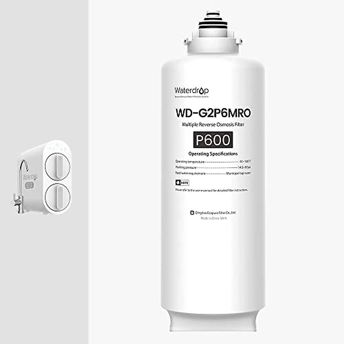 Waterdrop WD-G2P600-RO Filter, Replacement for WD-G2P600-W Reverse Osmosis System, 2-year Lifetime, Reduce PFAS
