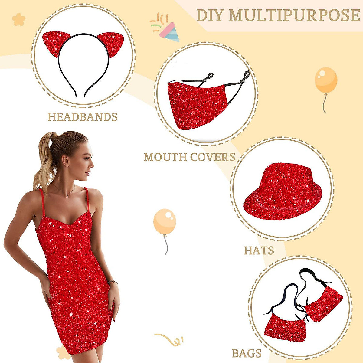 Sequin Fabric Red Glitter Fabric Stretch Velvet Fabric by The Yard 1 Yard Mermaid Sequins Fabric Large Sequins Christmas Fabric for Sewing Dress Sparkly Fabrics for DIY Making Outdoor Polyester Cloth