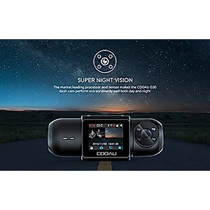COOAU Dash Cam, 64GB SD Card Included, 1080P FHD Built-in GPS Wi-Fi, Front and Inside Car Camera Recorder for Uber with Infrared Night Vision, Sony Sensor, 4 IR LEDs，G-Sensor, Parking Mode