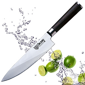 Okami Knives CHEF KNIFE 8" Japanese Damascus Stainless Steel, High Carbon Sharp Kitchen Cutlery, Light & Ergonomic Gyuto