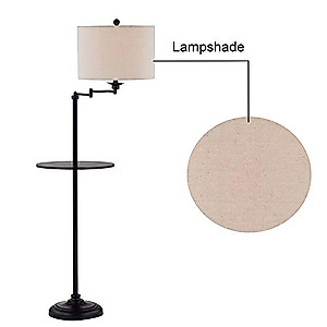 Maxax Floor Lamp for Living Room, Standing Lamp with Swing Arm & Table, for Reading Office, Bedroom, Black Finish - 60 Inches