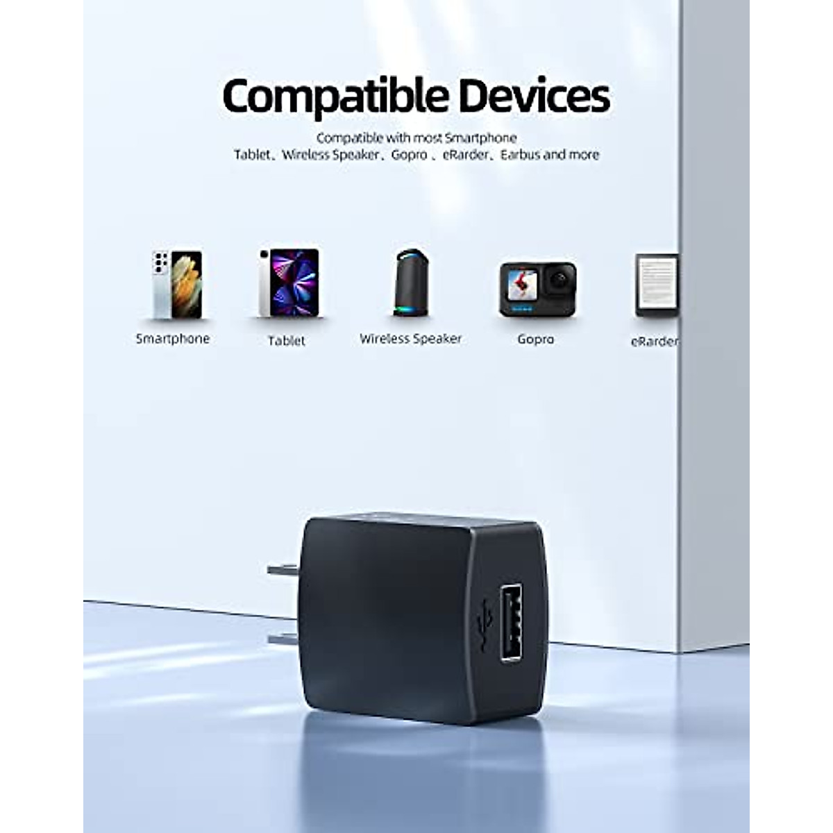 2 Cable AC Charger Fit for Samsung Earbuds Galaxy Buds,Jabra,Tozo,Cowin,Comiso,Aomais,Treblab,Bugani,Insmy,Elehot,Musibaby,Miatone,Oraolo,Kurdene Bluetooth Earbuds Speakers Headphones Adapter