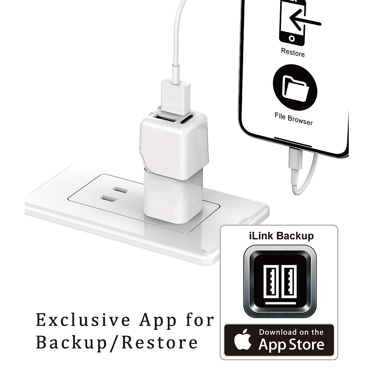 SPT iLink Backup Automatically Backup Photos and Videos While Charging of iPhone and iPad with iPhone Backup Storage and 256 bit Encryption 【SD Card and USB Not Included】