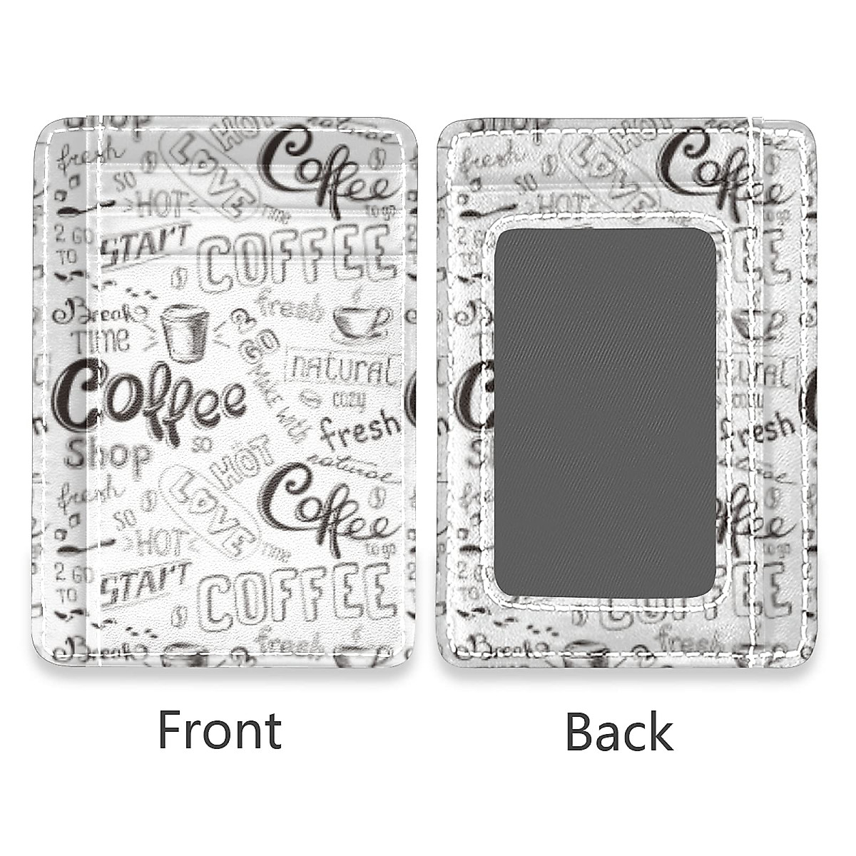 susiyo Coffee Themed Doodles Slim Minimalist Wallets Rfid Blocking Card Wallets PU Leather Front Pocket Wallets for Men and Women