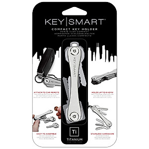 KEYSMART Key Holder for Keychain Key Ring - Compact Key Organizer Key Chain Key Case, Minimalist Pocket-Sized EDC Keychain, Loop Piece for Car Fobs, Expandable (up to 14 Keys, Titanium)
