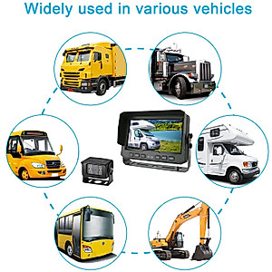 DALLUX Heavy Duty Vehicle Truck Bus Backup Camera System,Waterproof Night Vision Rear View Camera with 7 inch Monitor+66ft 4 PIN Camera Cable for Bus Truck Van Trailer RV Campers Motor Home(12V 24V)