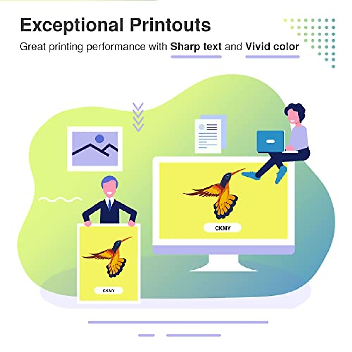 CKMY Remanufactured Printer Ink 61 Replacement for HP 61 Ink Cartridge Combo Pack for Envy 4500 4502 5530 OfficeJet 4630 2620 DeskJet 2512 1512 2542 2540 2544 3052a 3051a Printer (1 Black 1 Tri-Color)