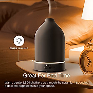 Brookstone Essential Oil Ceramic Diffuser, Ripple Ultrasonic Aromatherapy and Relaxation 60ml Oils Diffuser, Cool Air Mist Humidifier, Relaxing Fragrant Environment, for Any Room in Home or Office