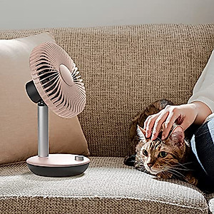 Agilux 7 inch 5200mAh Rechargeable Table/Portable Fan with Powerful and Quiet Brushless DC Motor for Office, Kitchen, Dorm, Camping, Travel(Pink)