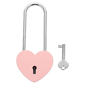 NUOBESTY Heart Shaped Padlock, Mini Metal Lock with Key Padlock Couple Wishing Lock for Jewelry Storage Box Diary Book Wedding Lovers Pink