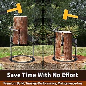 GREENER XXL Firewood Log Splitter with Open Top - Solid Cast Steel Kindling Wood Splitter with Wedge, Heavy Duty Manual Log Splitter for Firewood, Wood Splitting Cutter Kindling Cracker Tool, Portable