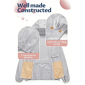 CREATMO US Women's Cycling Windbreaker Jacket, Waterproof Running Workout Rain Jackets, Packable Reflective Hiking Hoodie Grey 2XL