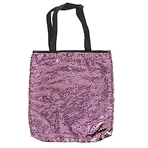 FENICAL Shoulder Bag Sequin Tote Bag Flippy Large Capacity Handbag Fashion Shopping Bag for Women - Pink+Golden