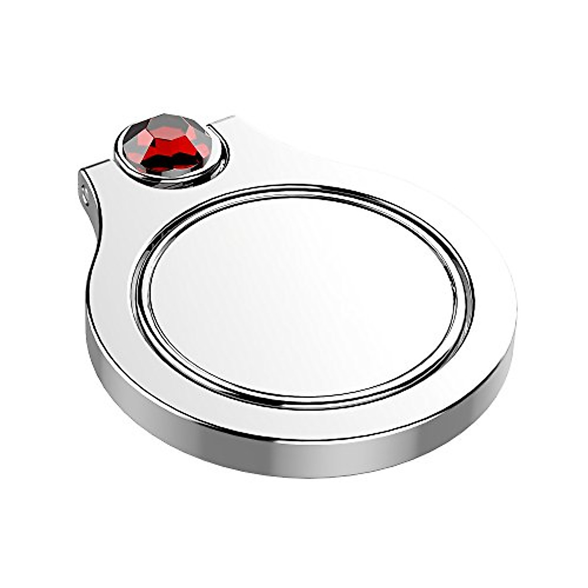 MAXIMEST Phone Ring Finger Holder, Stand, Mirror 360 Rotation Grip and Kickstand Accessory, Compatible with All Smartphones, iPhone, Samsung Galaxy S, Note, Z Fold, Flip, Tablets, iPad (Silver)