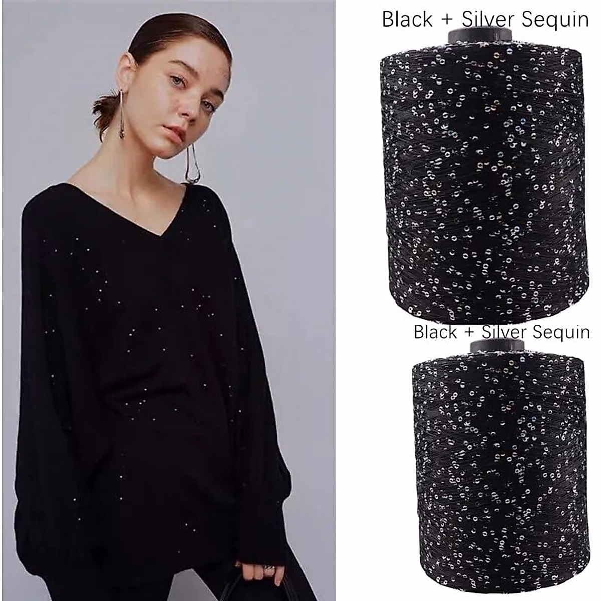 1000g/Ball 7000M Summer ice Silk Mercerized Yarn Special Sequin Yarn DIY Hand Woven Rag Doll Knitting Wool Blanket (Color : 43)