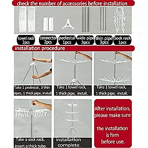 JERRY&RAIN Clothes Drying Rack Laundry Foldable - Floding Clothing Dryer Removable 24 Clips 32 Hangers / 66" High White