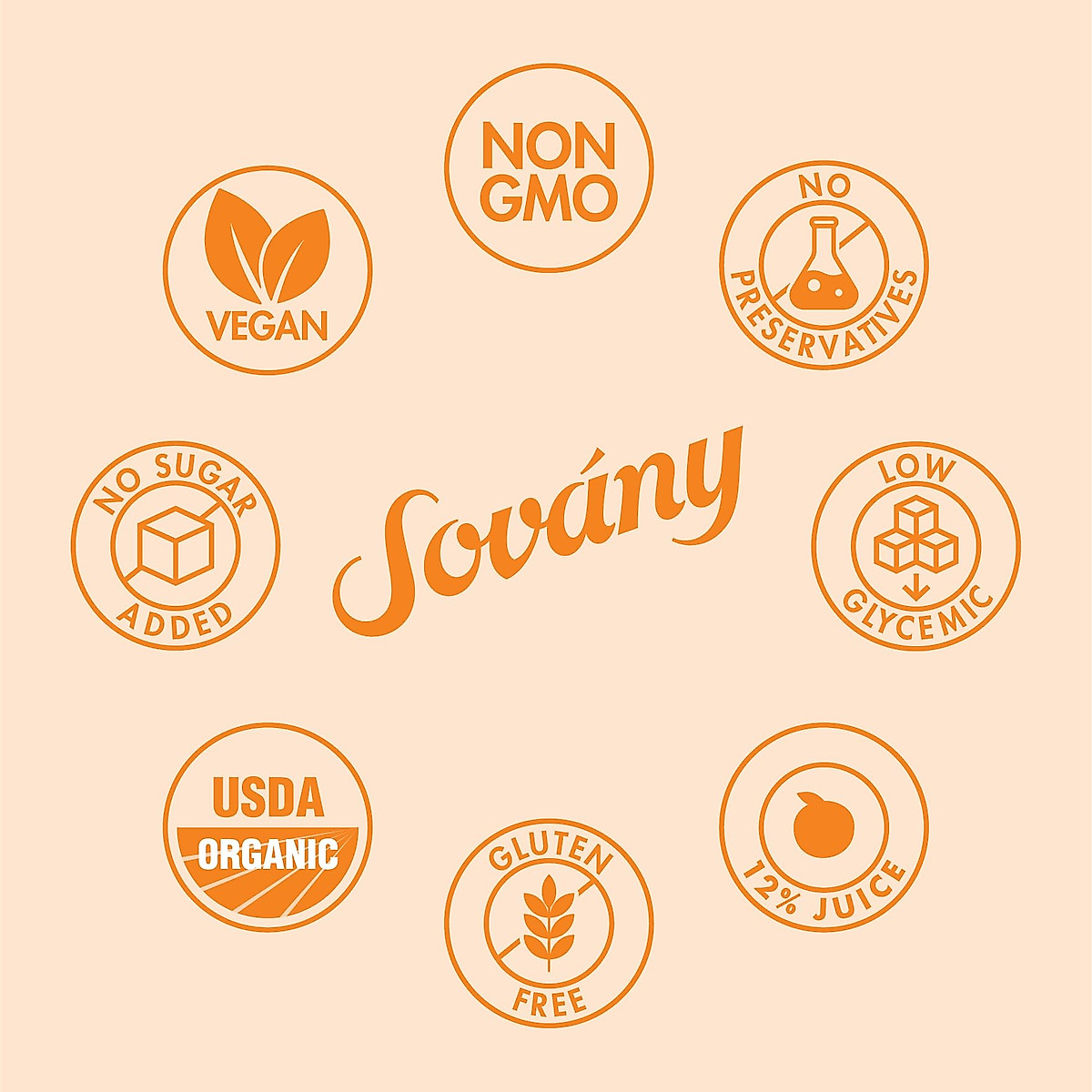 Sovány Sparkling Water, Tangerine, Seltzer Water Drinks, USDA Organic, Made With Real Fruit, Non-GMO, Vegan, No Added Sugar, Low Calorie, 12 fl oz, 12 Pack