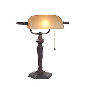 Kenroy Home Classic Banker Lamp ,15.5 Inch Height, 13 Inch Width, 10.5 Inch Ext. with Oil Rubbed Bronze Finish