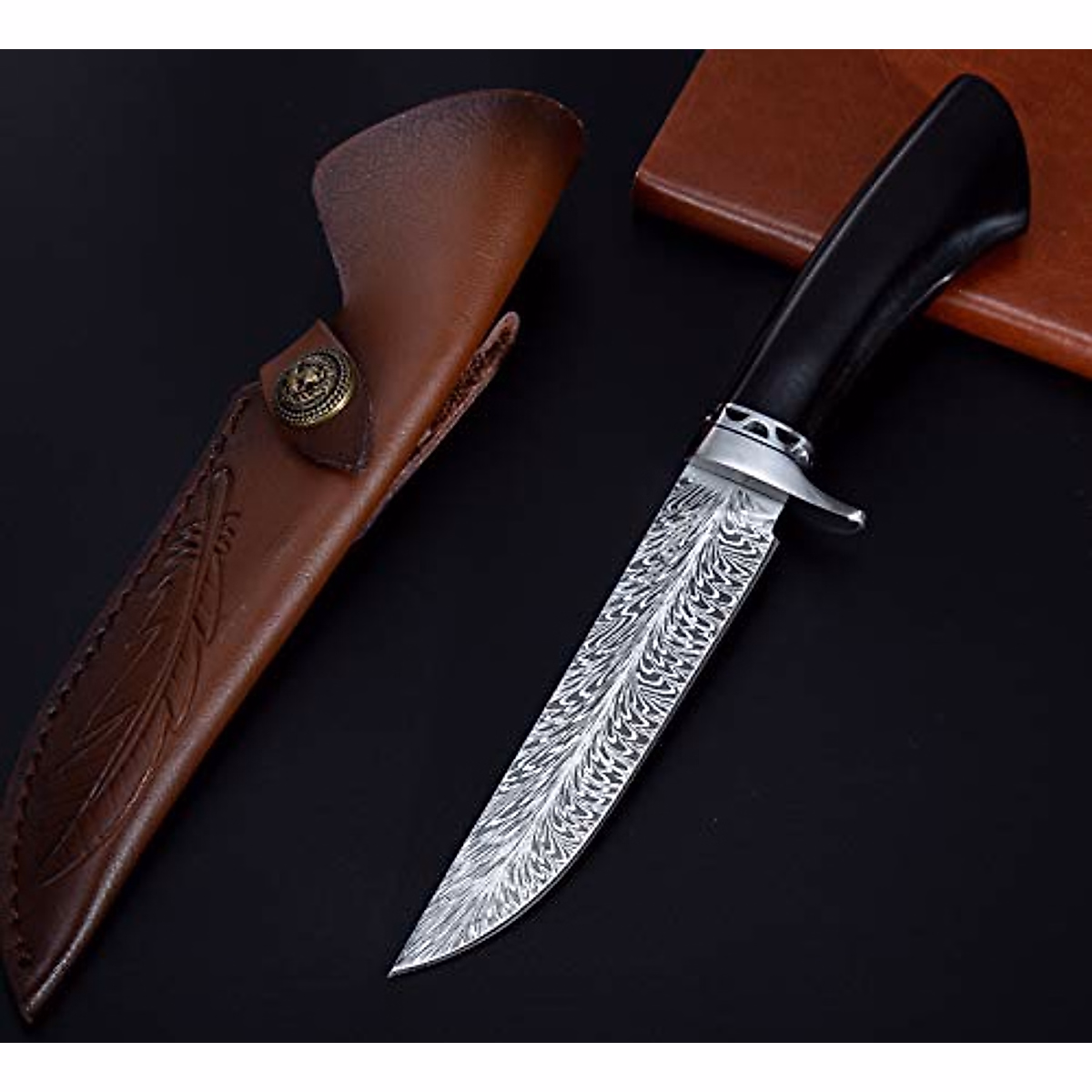 Perkin Handmade Fixed Blade Hunting Knife With Sheath HBF