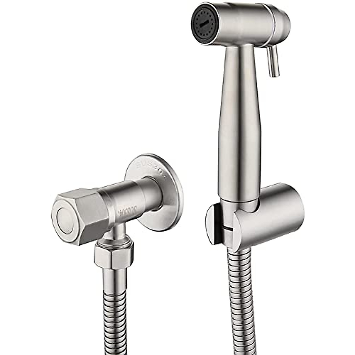 MINJING Handheld Bidet Sprayer for Toilet Brass Brushed Bathroom Cloth Diaper Sprayer Set with Single Cold Water, Wall Mounted Toilet Bidet Sprayer Kit for Feminine Hygiene