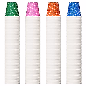 [600 Pack] 3 oz Paper Cups, Mouthwash Cups, Disposable Bathroom Cups, Cold Beverage Drinking Cup for Water Coolers, Party, Home and Office(Dots)