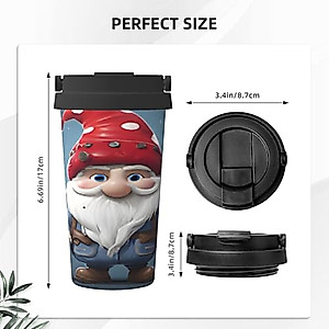 Insulated Coffee Mug Cute Gnome 17oz Double Wall Vacuum Stainless Steel Tumbler With Leak-Proof Lid And Handle, Cute Travel Thermos Mug For Cold Hot Drinks